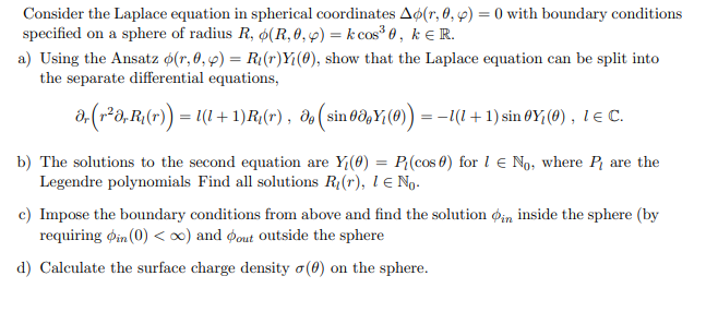 Solved Consider the Laplace equation in spherical | Chegg.com