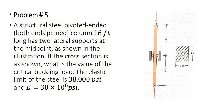 Solved Problem #5 A structural steel pivoted-ended (both | Chegg.com