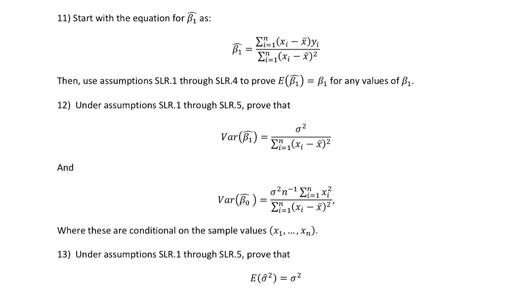 Solved 11) Start with the equation for B1 as: Bi ?=1(xi – | Chegg.com
