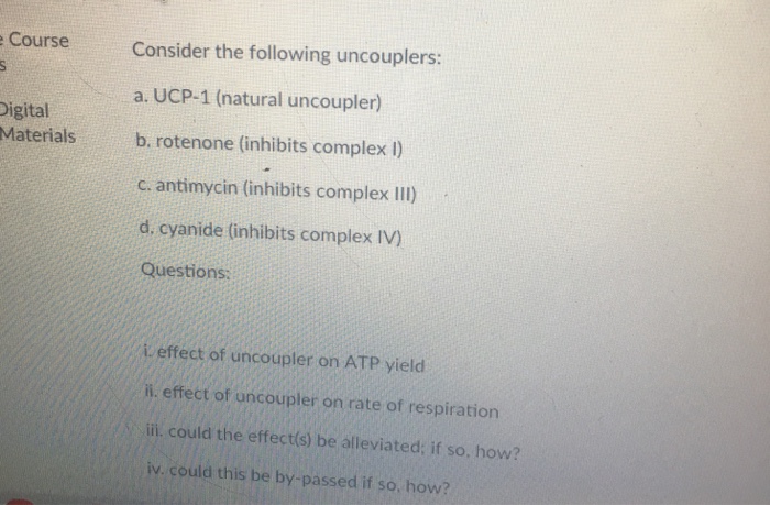 Solved CourseConsider the following uncouplers: a. UCP-1 | Chegg.com