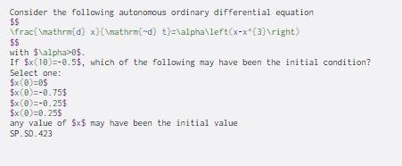 Solved Consider the following autonomous ordinary | Chegg.com