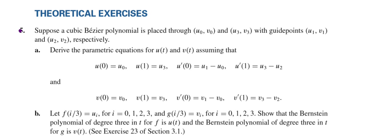Solved THEORETICAL EXERCISES 6. Suppose a cubic Bézier | Chegg.com