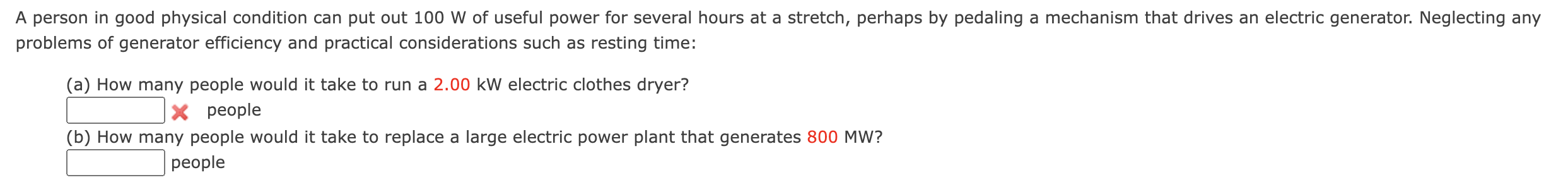 Solved A person in good physical condition can put out 100 W | Chegg.com