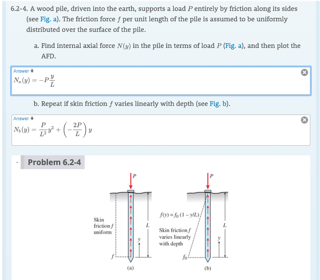 Solved 6.2-4. A wood pile, driven into the earth, supports a | Chegg.com