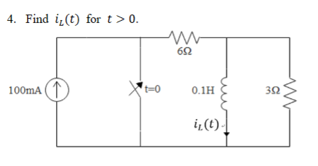 Solved 4. Find iL(t) for t>0. | Chegg.com
