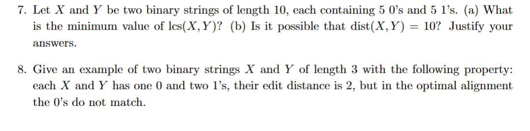 Solved 4. Is the edit distance dist(X,Y) function for | Chegg.com