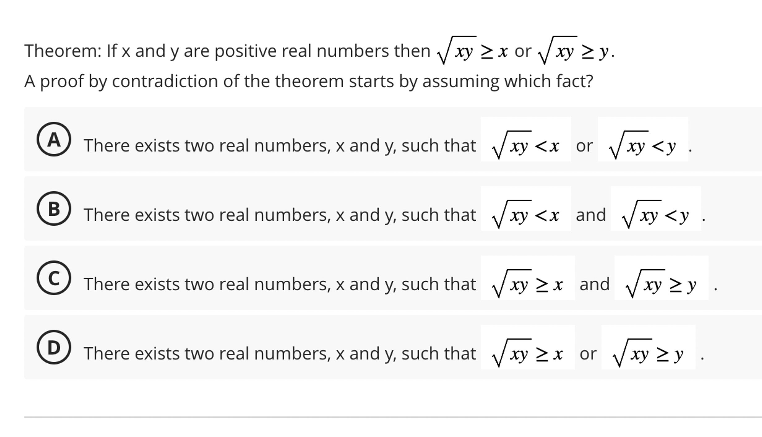Solved Theorem: If x ﻿and y ﻿are positive real numbers then | Chegg.com