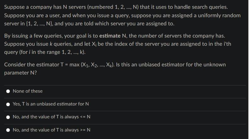 Solved Suppose a company has N servers (numbered 1, 2, ..., | Chegg.com