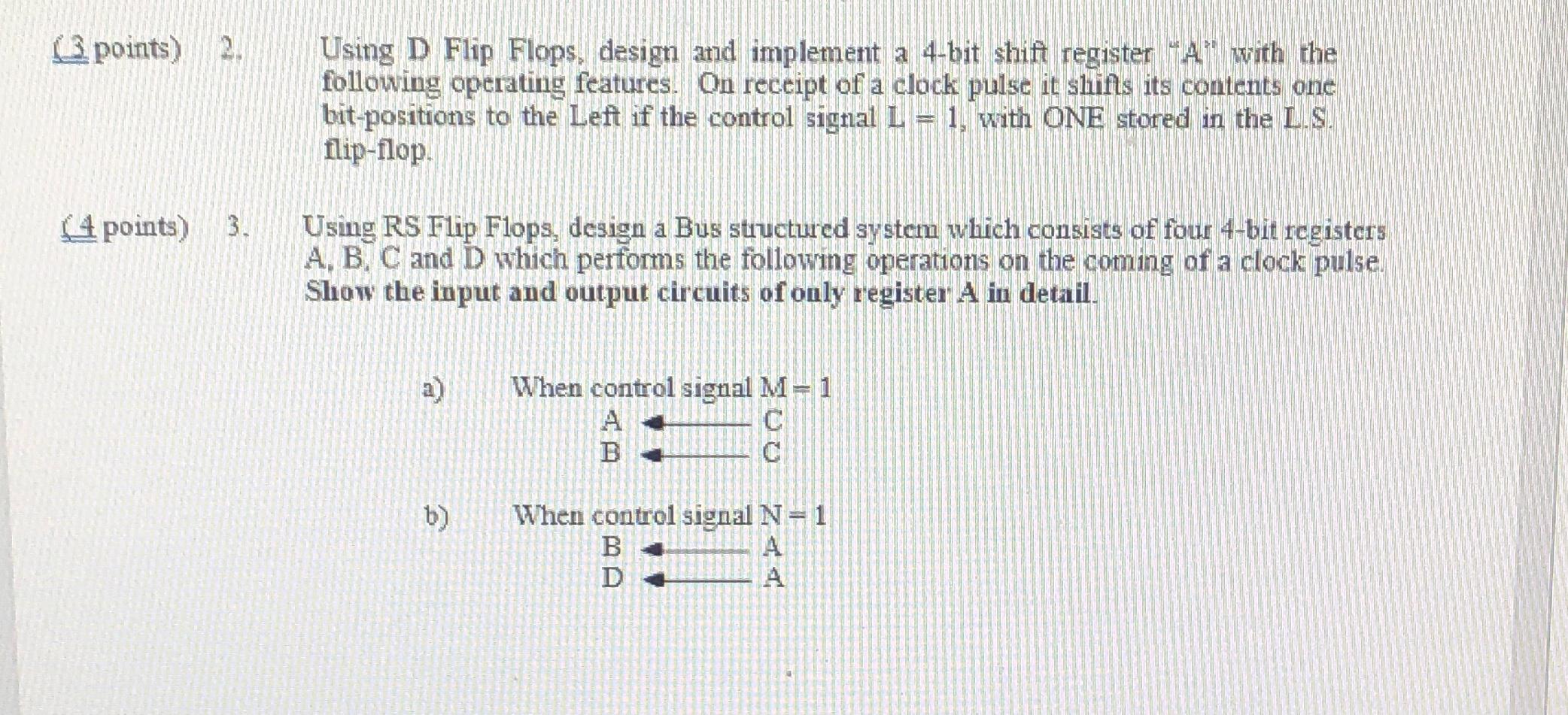 (points) 2. Using D Flip Flops, design and implement | Chegg.com