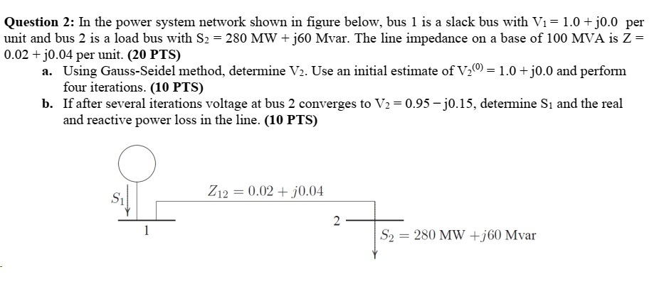 Solved Question 2: In the power system network shown in | Chegg.com