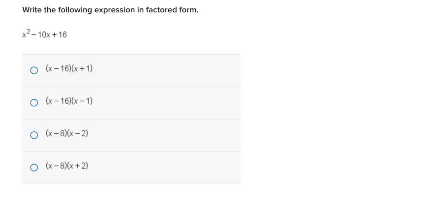 Solved Write the following expression in factored form. x2 - | Chegg.com