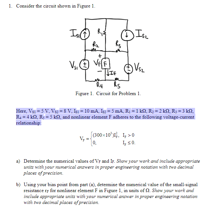 Solved 1. Consider the circuit shown in Figure 1. Figure 1. | Chegg.com