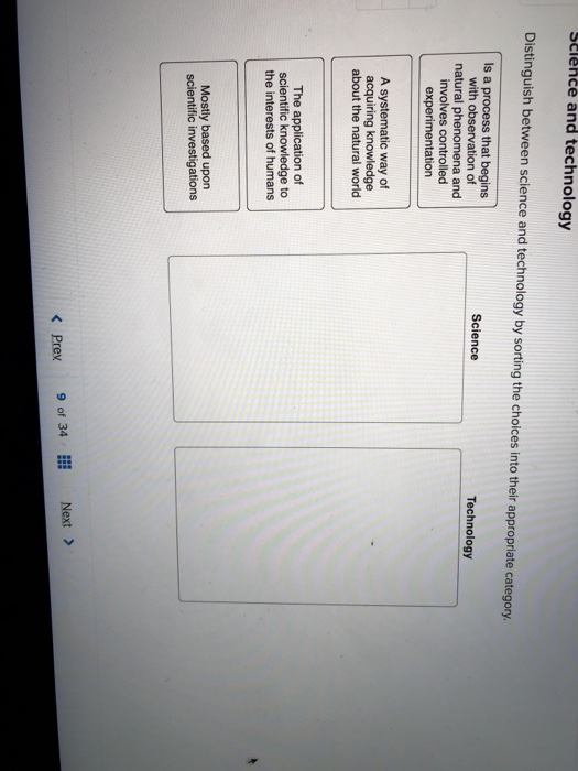Solved Sclence and technology Distinguish between science | Chegg.com