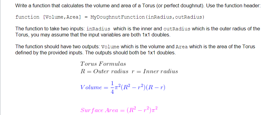 Solved Write a function that calculates the volume and area | Chegg.com