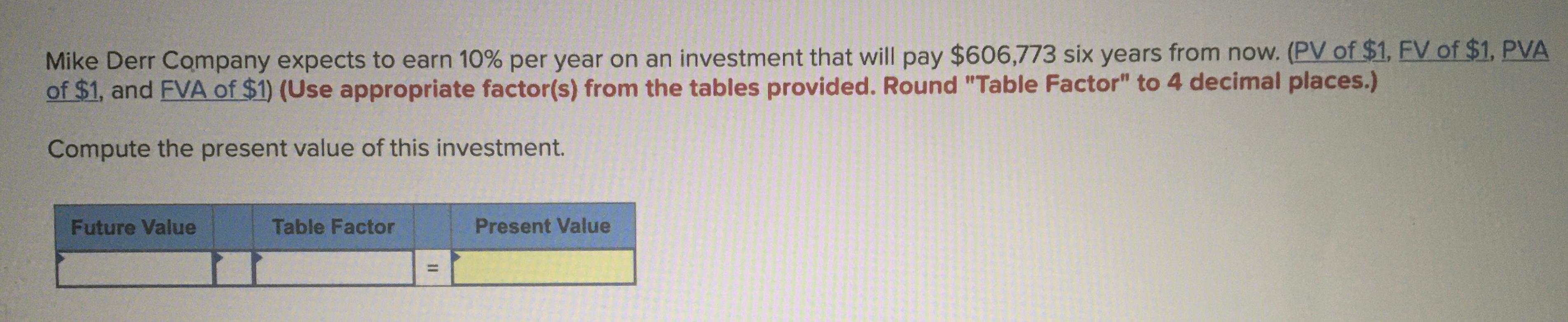Solved Mike Derr Company expects to earn 10% per year on an | Chegg.com