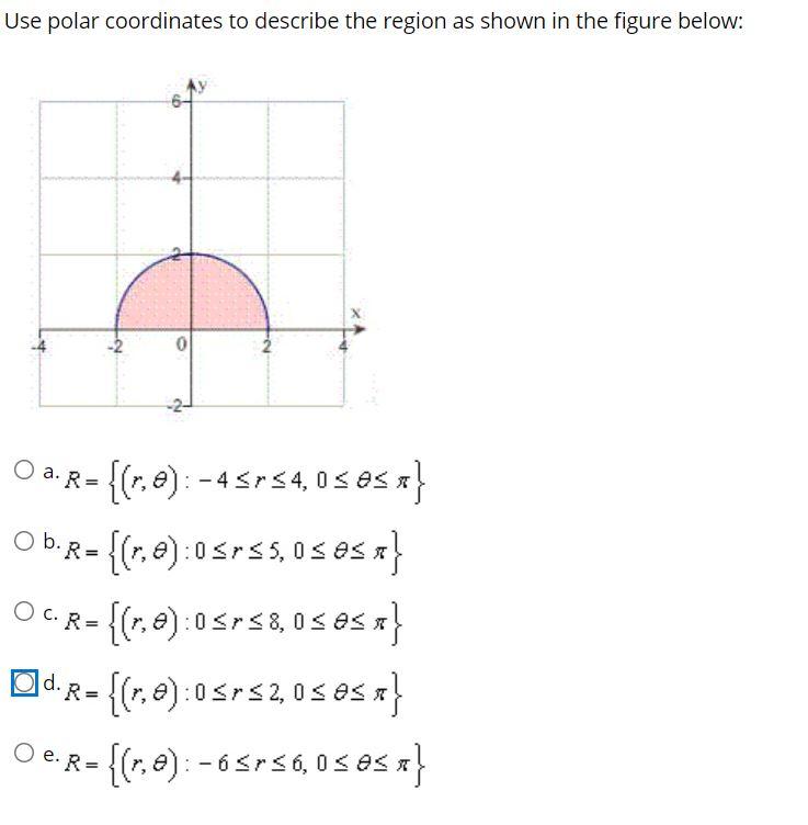 Solved Use polar coordinates to describe the region as shown | Chegg.com