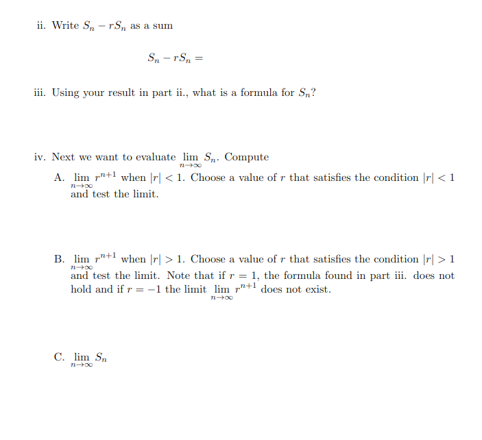 Solved 2. Series Understanding the infinite series “process" | Chegg.com