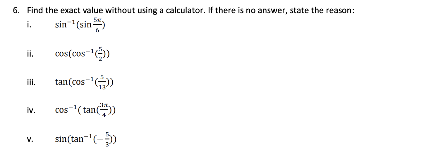 Solved 6. Find the exact value without using a calculator. | Chegg.com