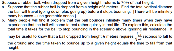 Solved Suppose a rubber ball, when dropped from a given | Chegg.com