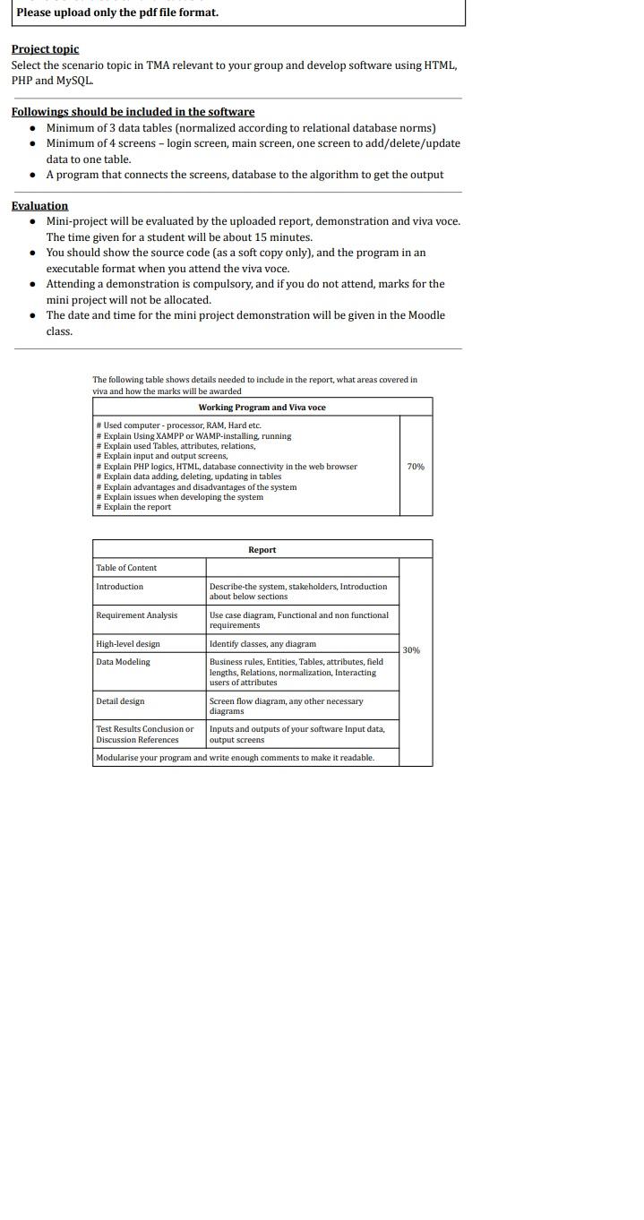 Project topic Select the scenario topic in TMA | Chegg.com