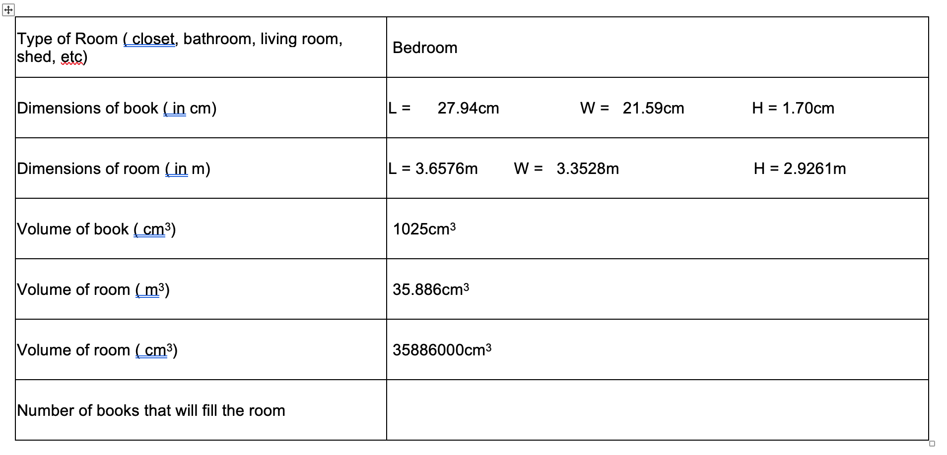 Solved Type of Room ( closet, bathroom, living room, shed, | Chegg.com