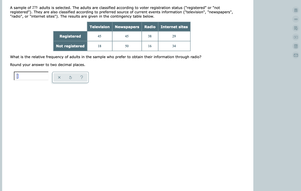 Solved A sample of 275 adults is selected. The adults are | Chegg.com