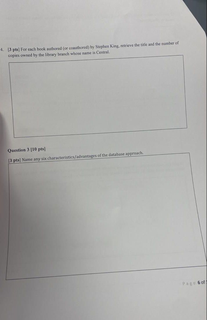 Solved Question 2 10 Pts Consider The Library Relational 