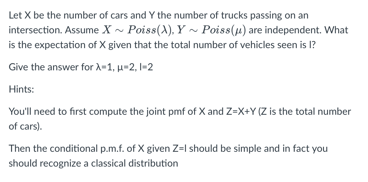 Solved Let X be the number of cars and Y the number of | Chegg.com
