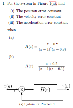 Solved 1. For the system in Figure 1a) find (i) The position | Chegg.com