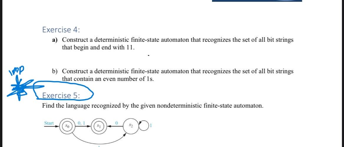 Solved Exercise 4 A Construct A Deterministic Finite State