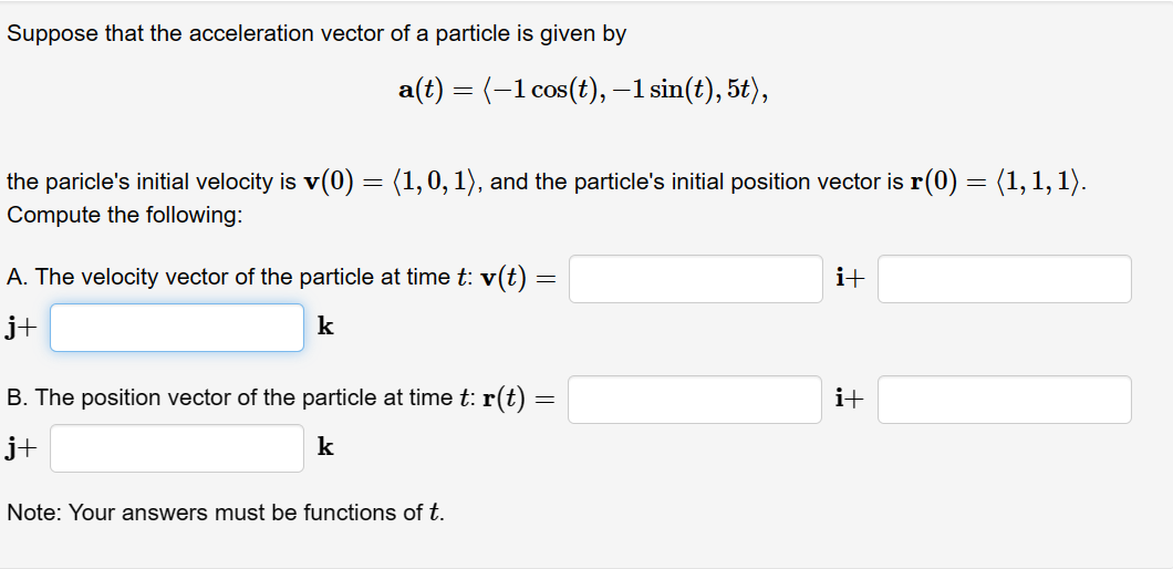 Solved Suppose that the acceleration vector of a particle is | Chegg.com