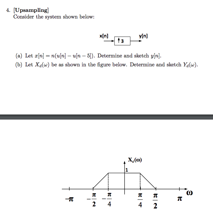 Solved 4. [Upsampling) Consider the system shown below: | Chegg.com