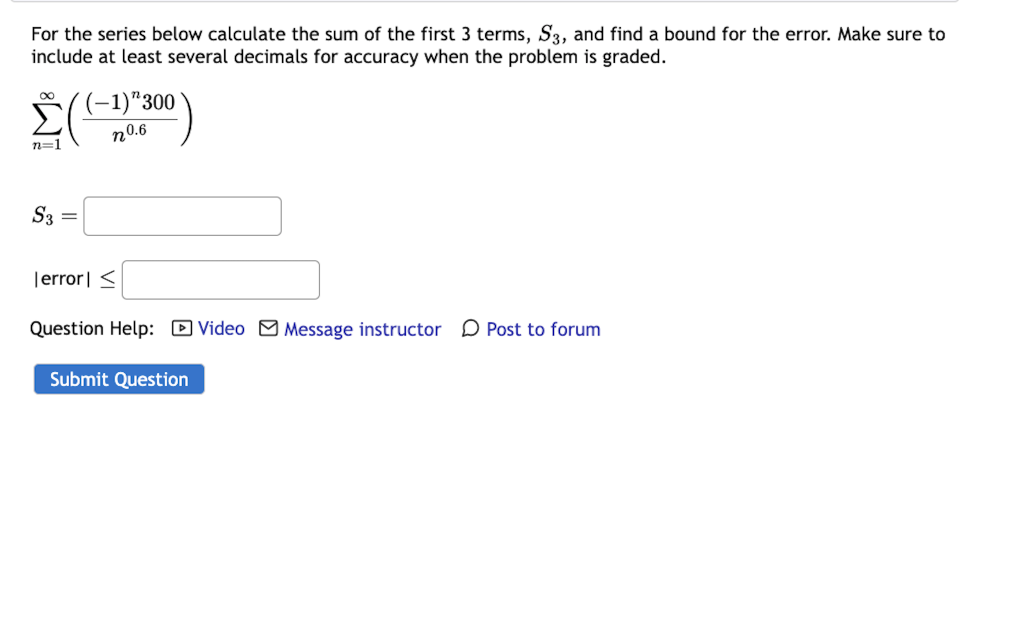 Solved For the series below calculate the sum of the first 3 | Chegg.com