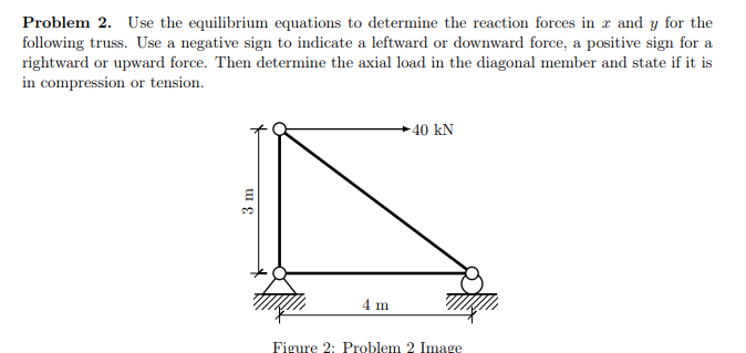 [Solved]: Problem 2. Use the equilibrium equations to dete