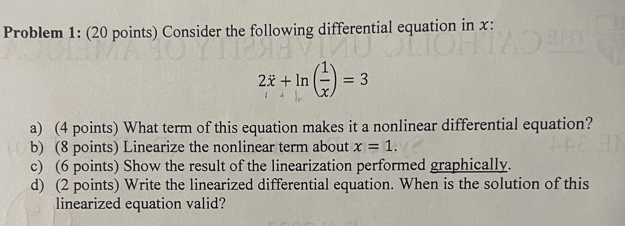 Solved Problem 1: (20 points) Consider the following | Chegg.com