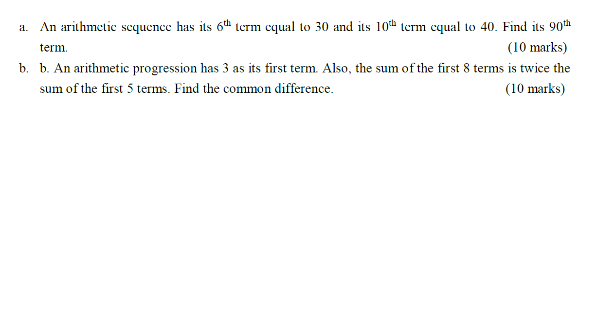 Solved a. term. An arithmetic sequence has its 6th term | Chegg.com