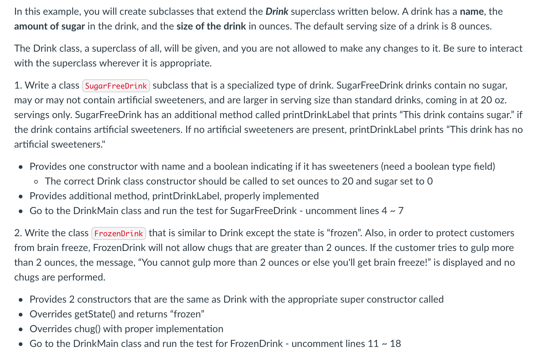 Solved In this example, you will create subclasses that | Chegg.com