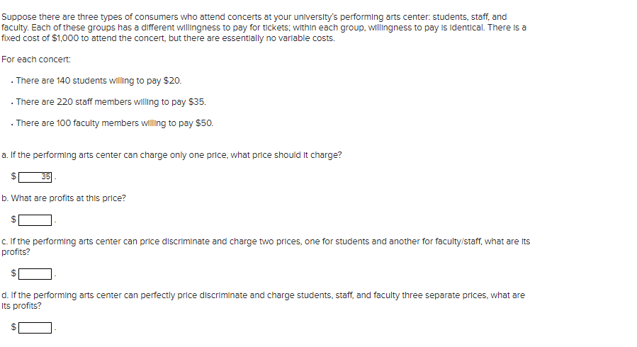 Solved Suppose there are three types of consumers who attend | Chegg.com