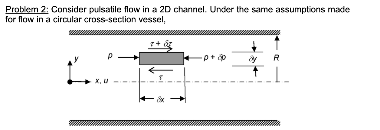 Problem 2: Consider pulsatile flow in a 2D channel. | Chegg.com