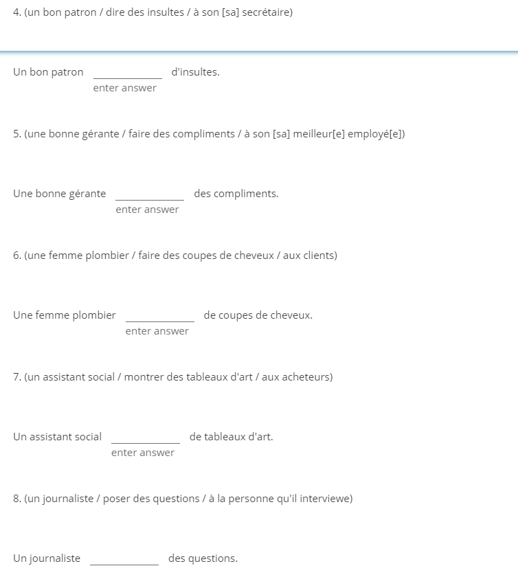 Use the cues in parentheses and complete each | Chegg.com
