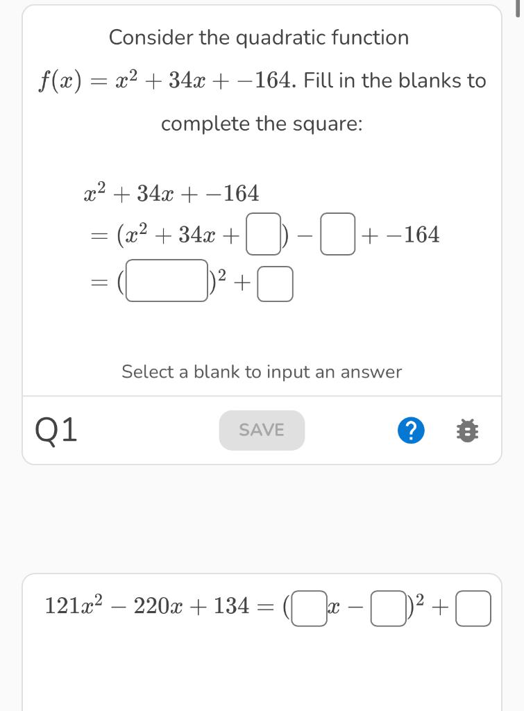 Solved Consider the quadratic function f(x)=x2+34x+−164. | Chegg.com