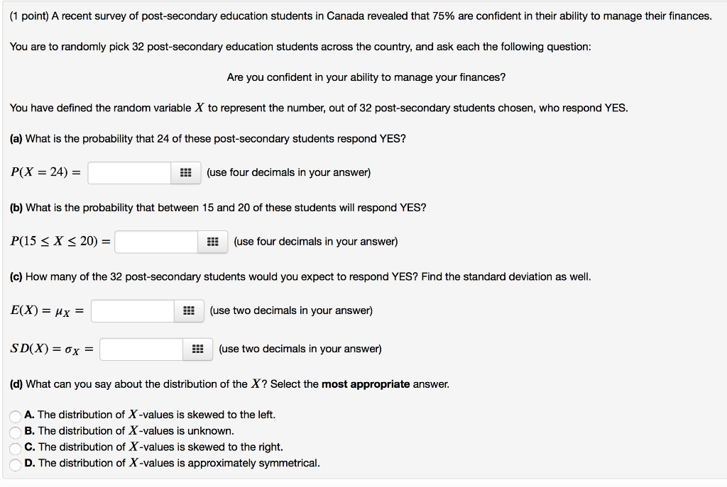 Solved 1 Point A Recent Survey Of Post secondary Education Chegg