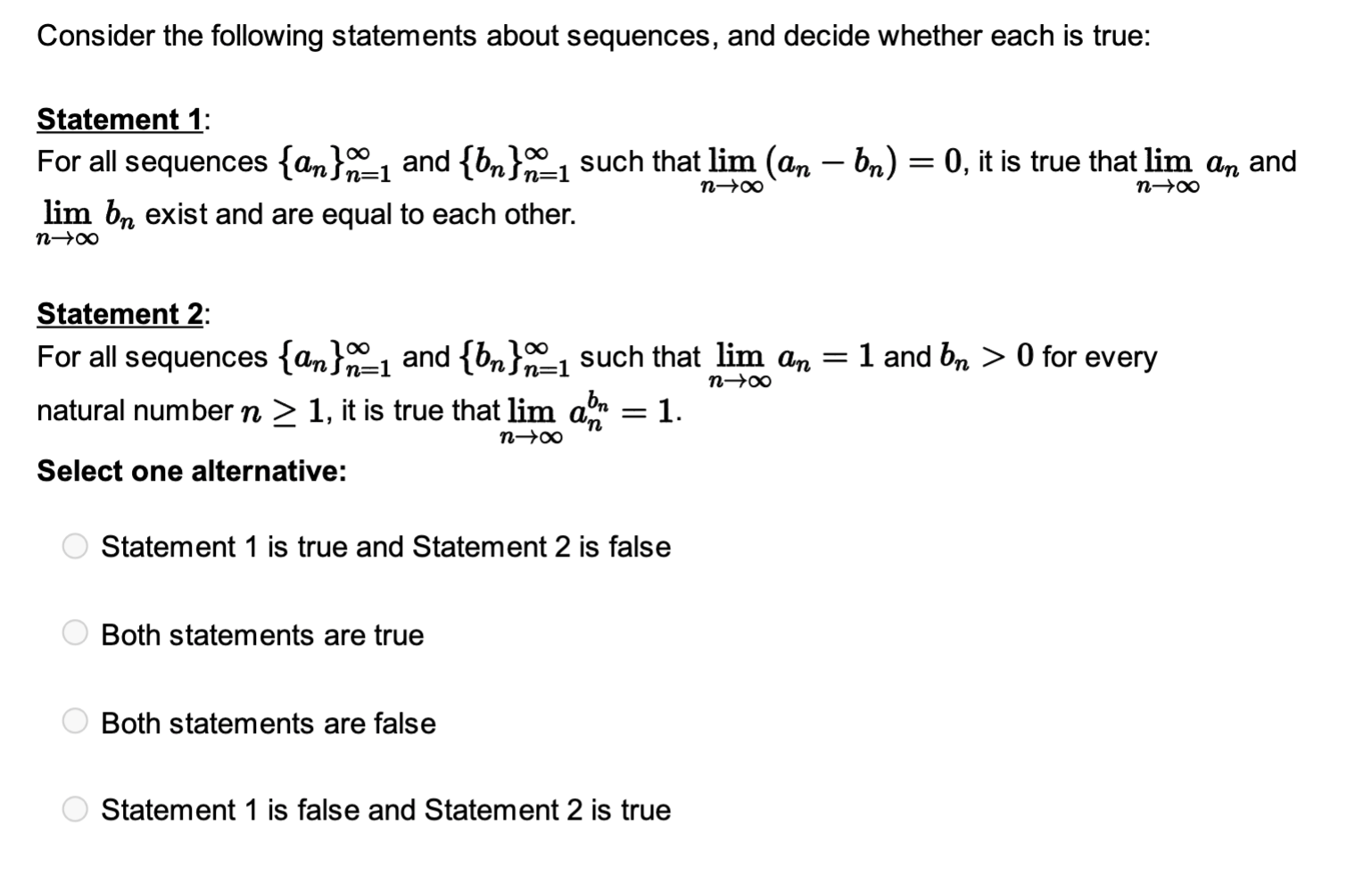 Solved Consider the following statements about sequences, | Chegg.com