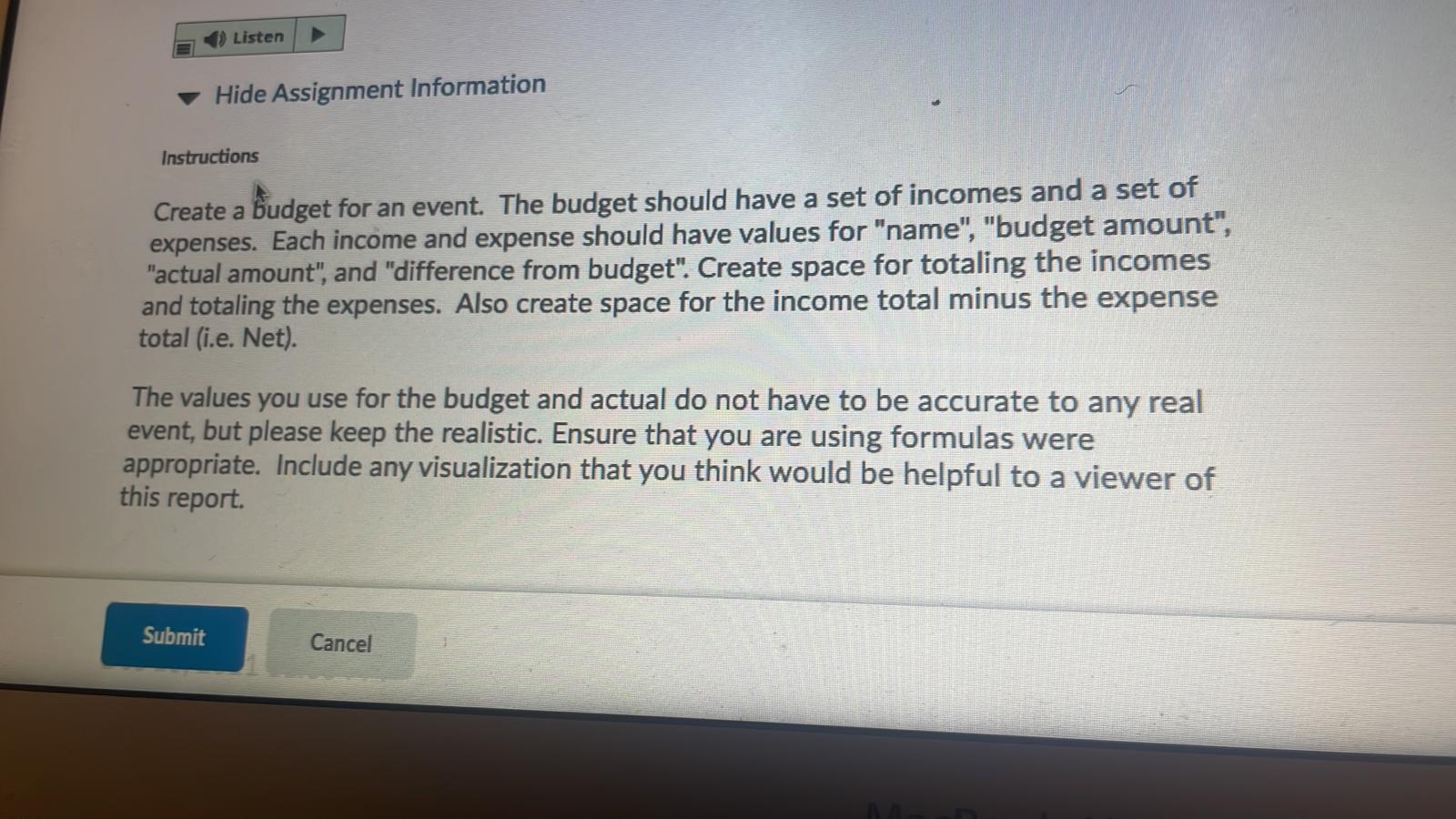 Solved Listen Hide Assignment Information Instructions | Chegg.com