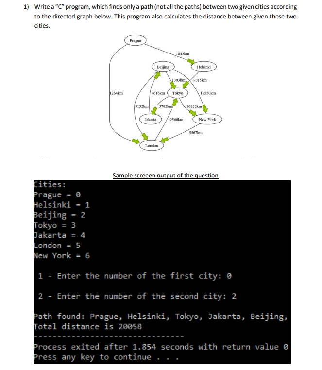 Solved 1) Write a " C " program, which finds only a path | Chegg.com