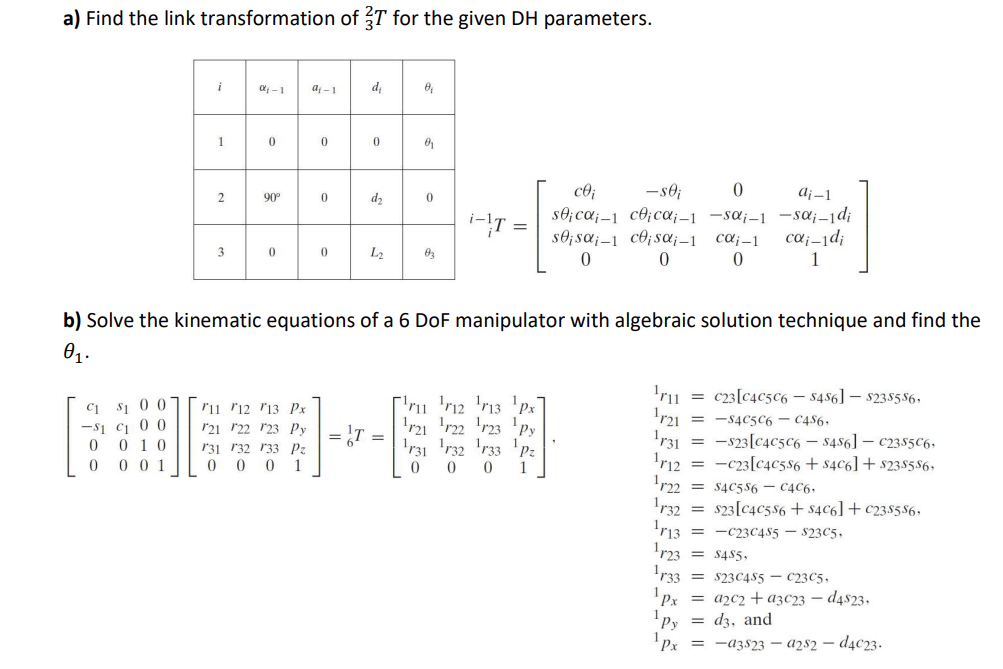 Solved a) Find the link transformation of 32T for the given | Chegg.com