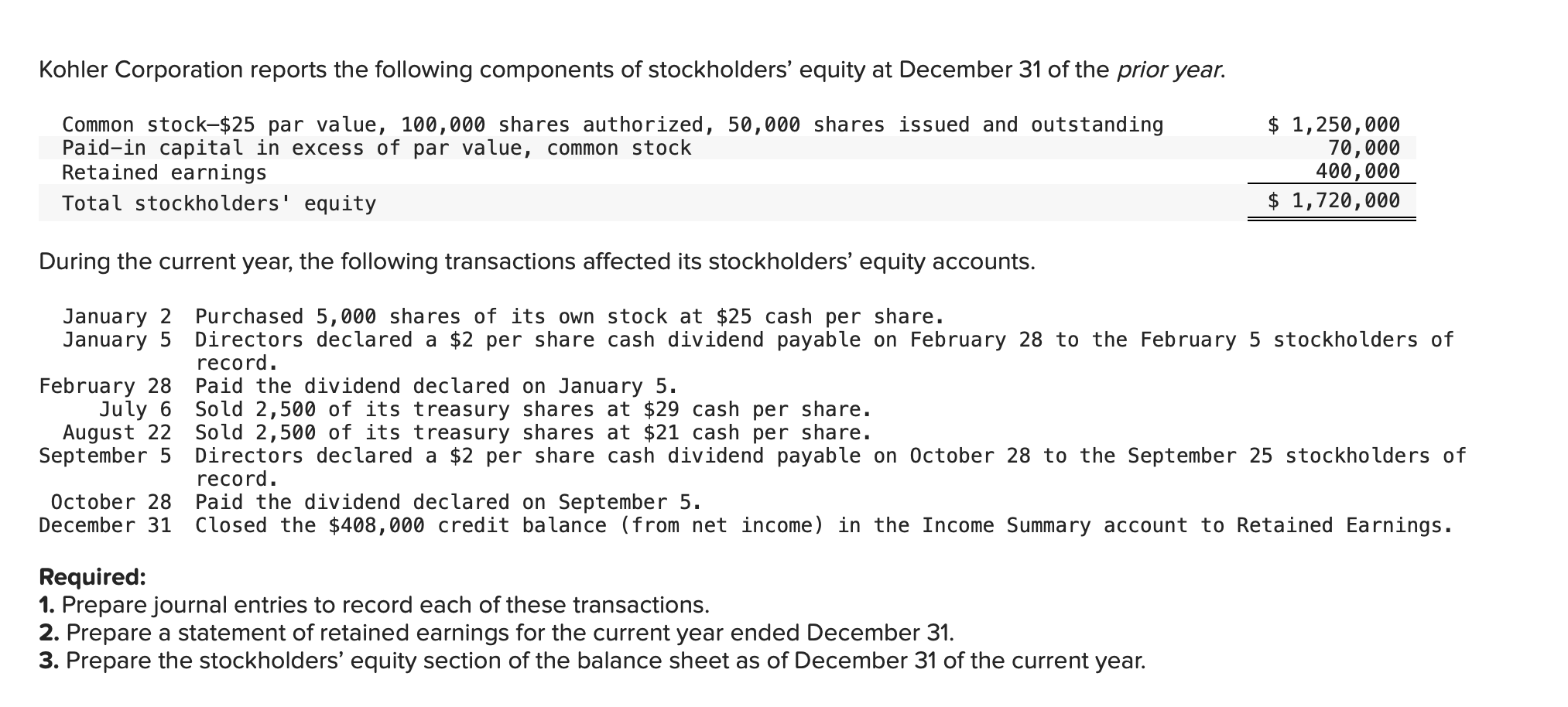 Solved Kohler Corporation reports the following components | Chegg.com