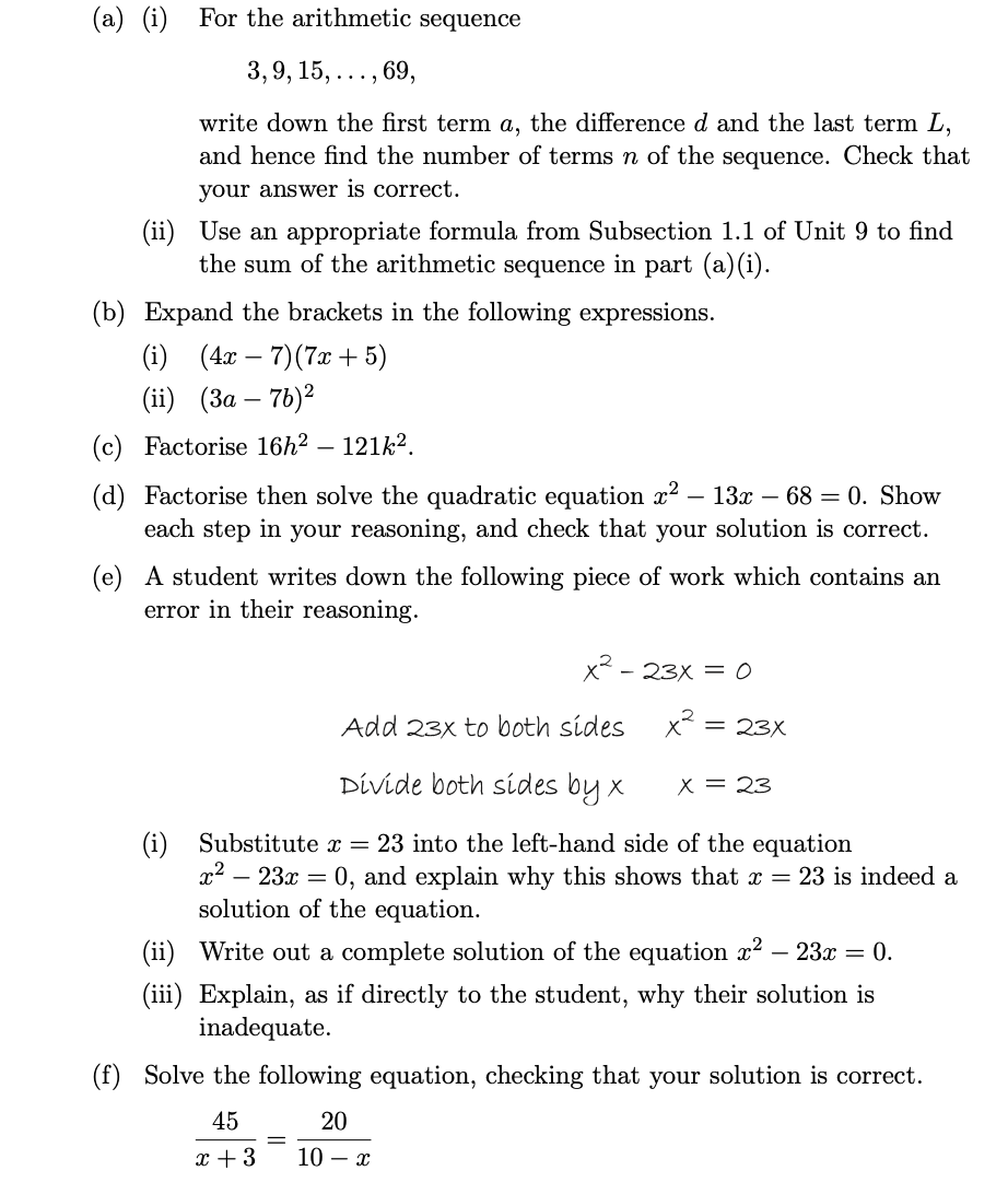 Solved (a) (i) For the arithmetic sequence 3,9, 15, ..., 69, | Chegg.com