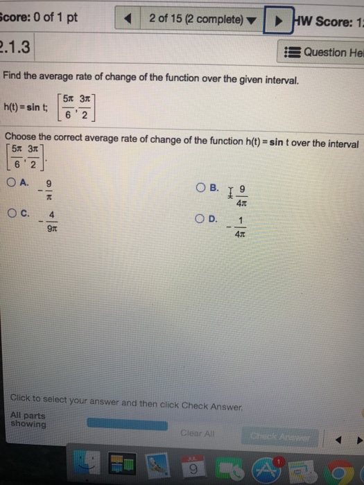 Solved Find the average rate of change of the function over | Chegg.com