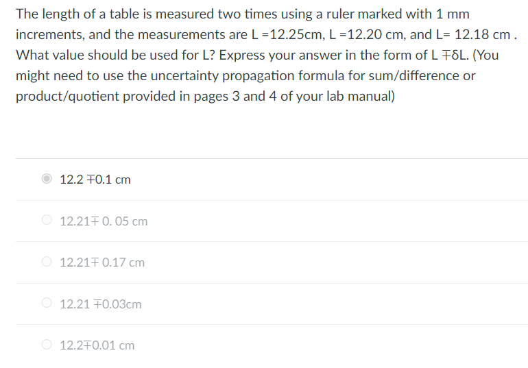 Solved The length of a table is measured two times using a | Chegg.com